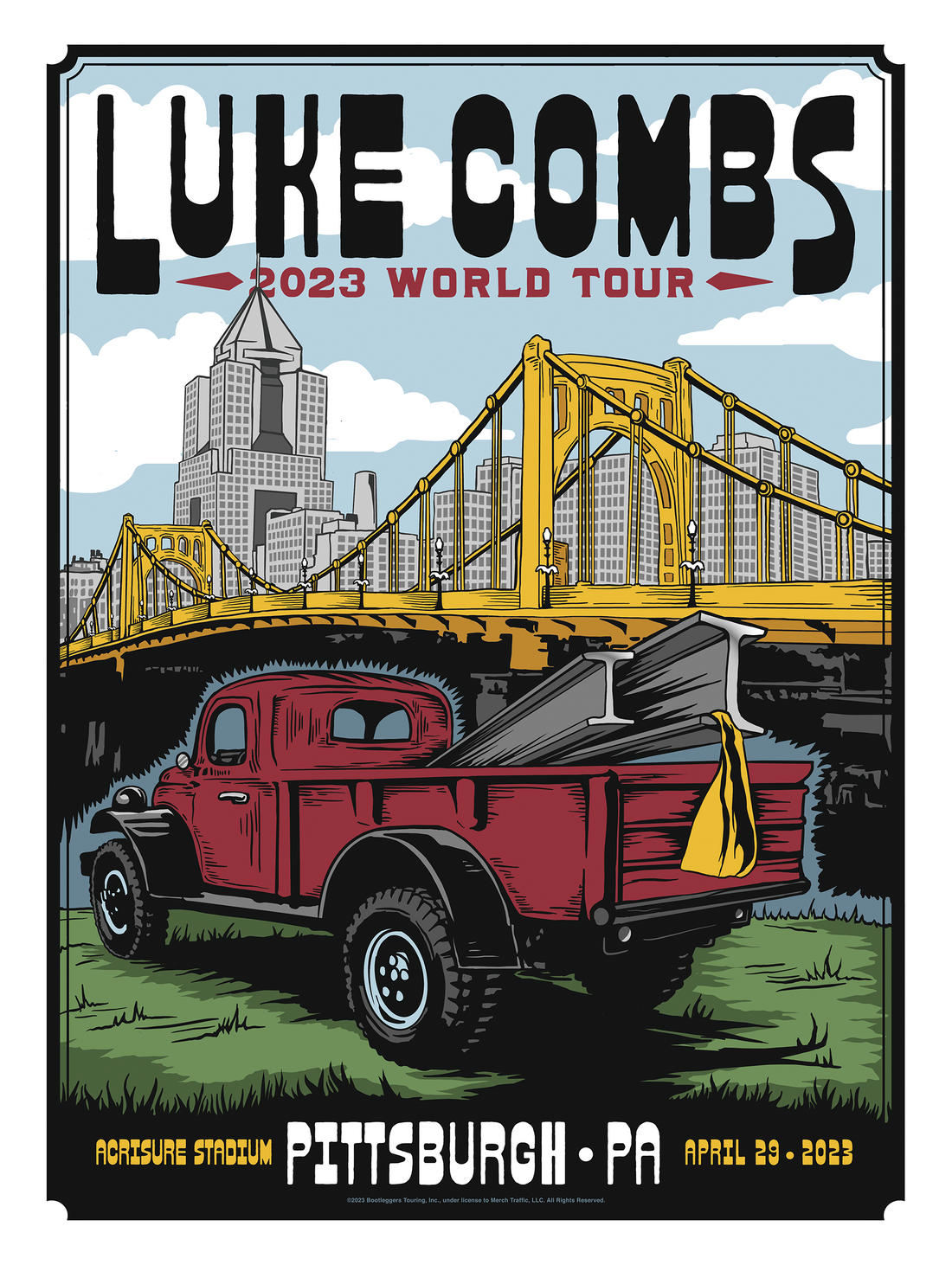 LUKE COMBS PITTSBURGH WORLD TOUR 2023 LITHOGRAPH – DAPRSKL